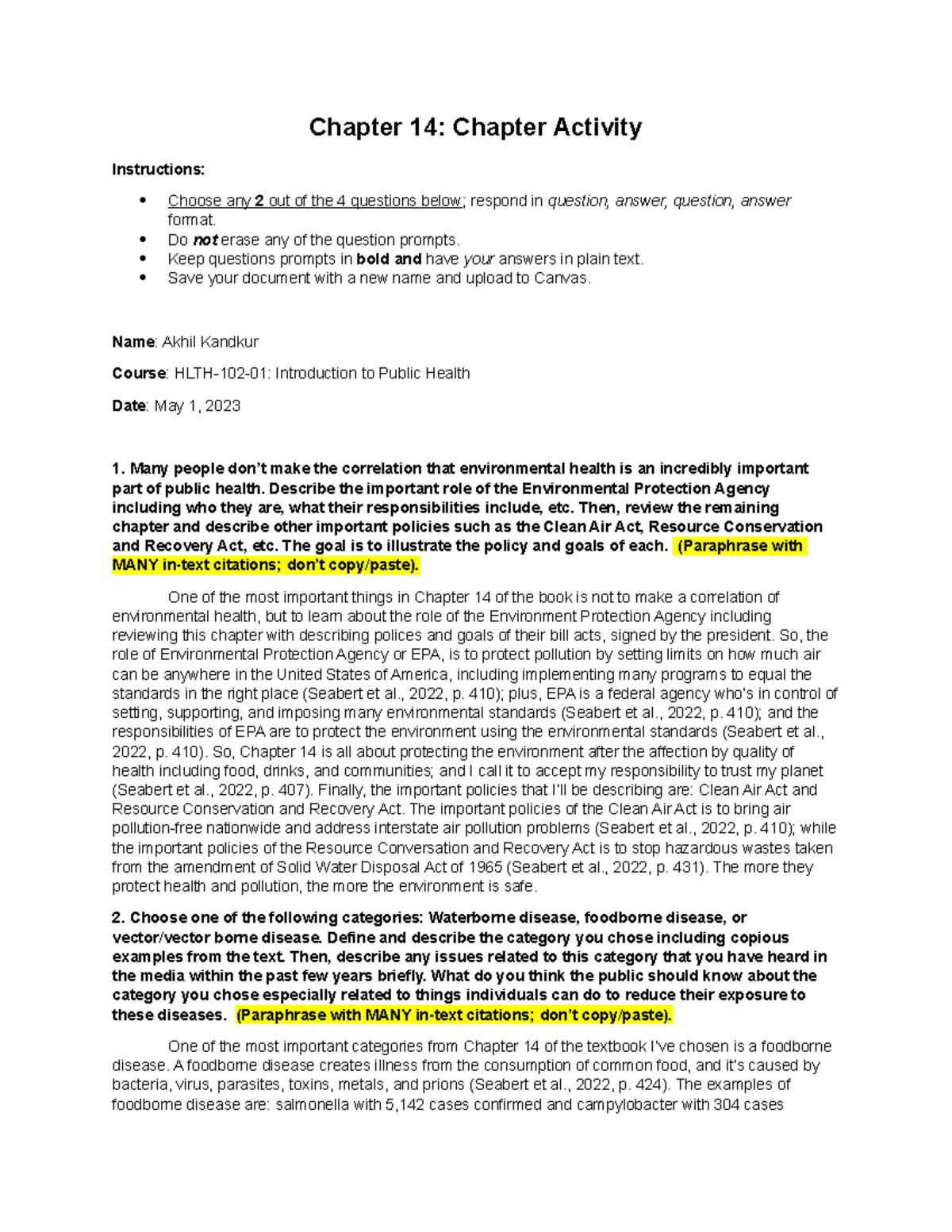 Chapter 14 Community and Public Health and the Environment by Akhil ...