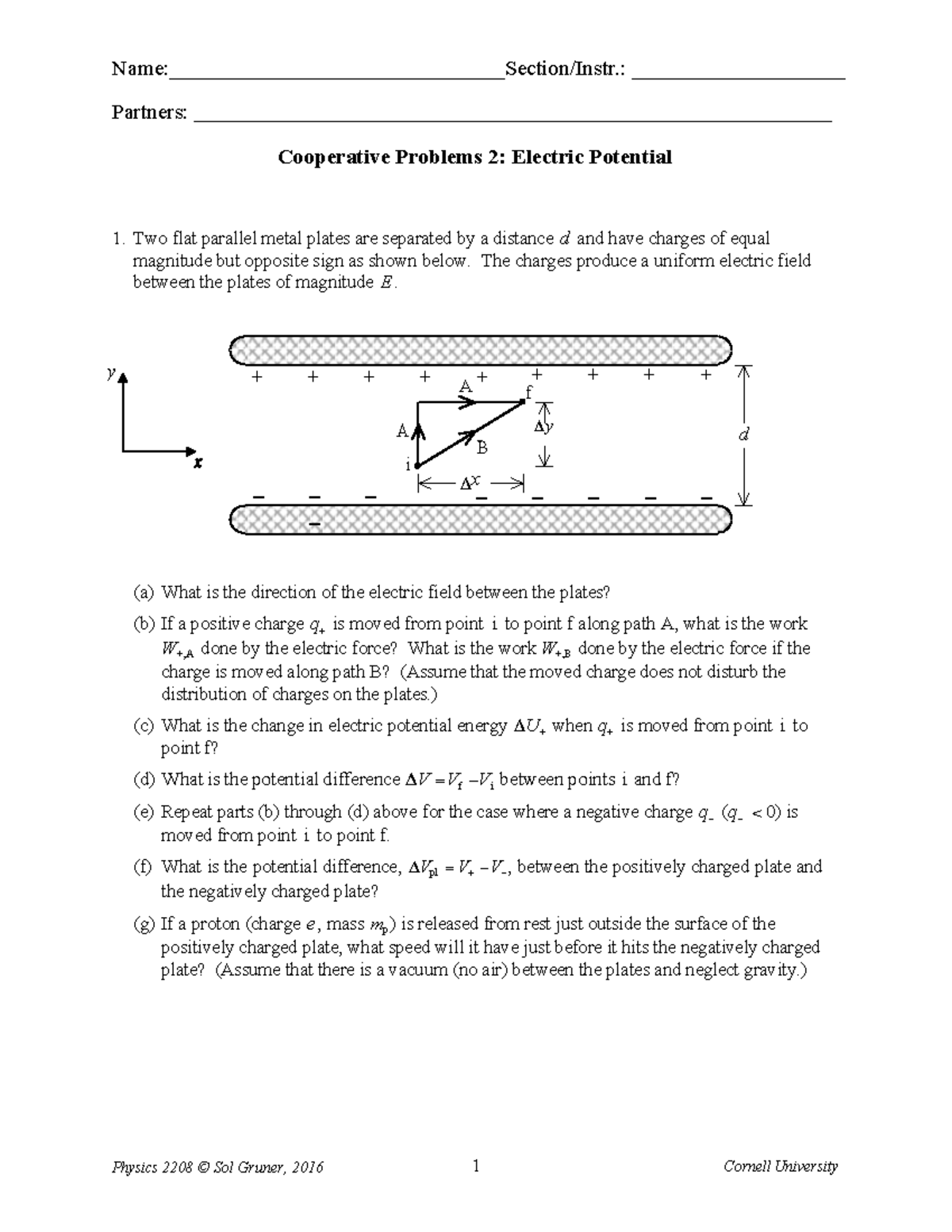 PHYS 2208 Co-op 2 - Lecture notes 2 - Physics 2208 © Sol Gruner, 2016 1 ...