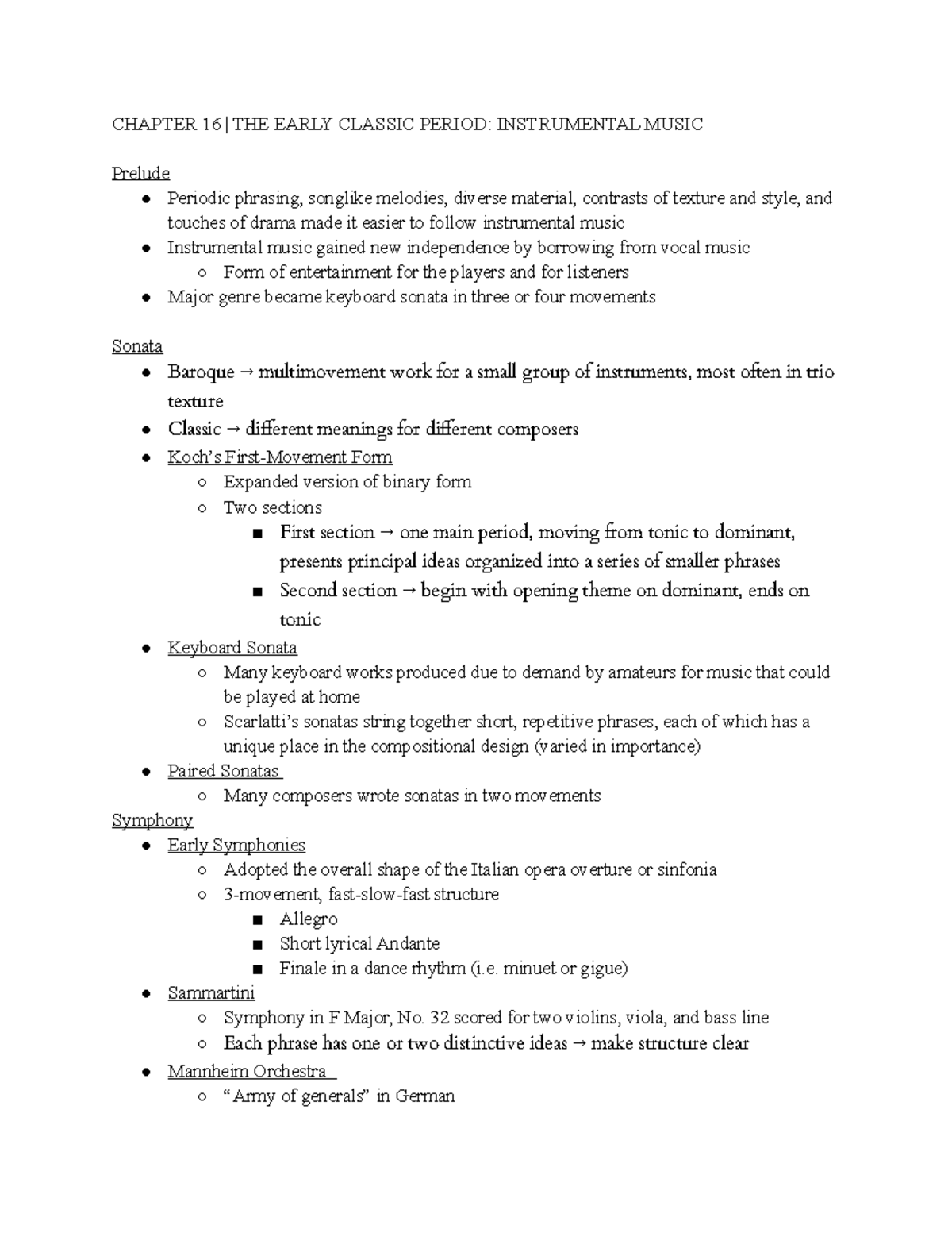 Chapter 16 THE Early Classic Period Instrumental Music - CHAPTER 16 ...