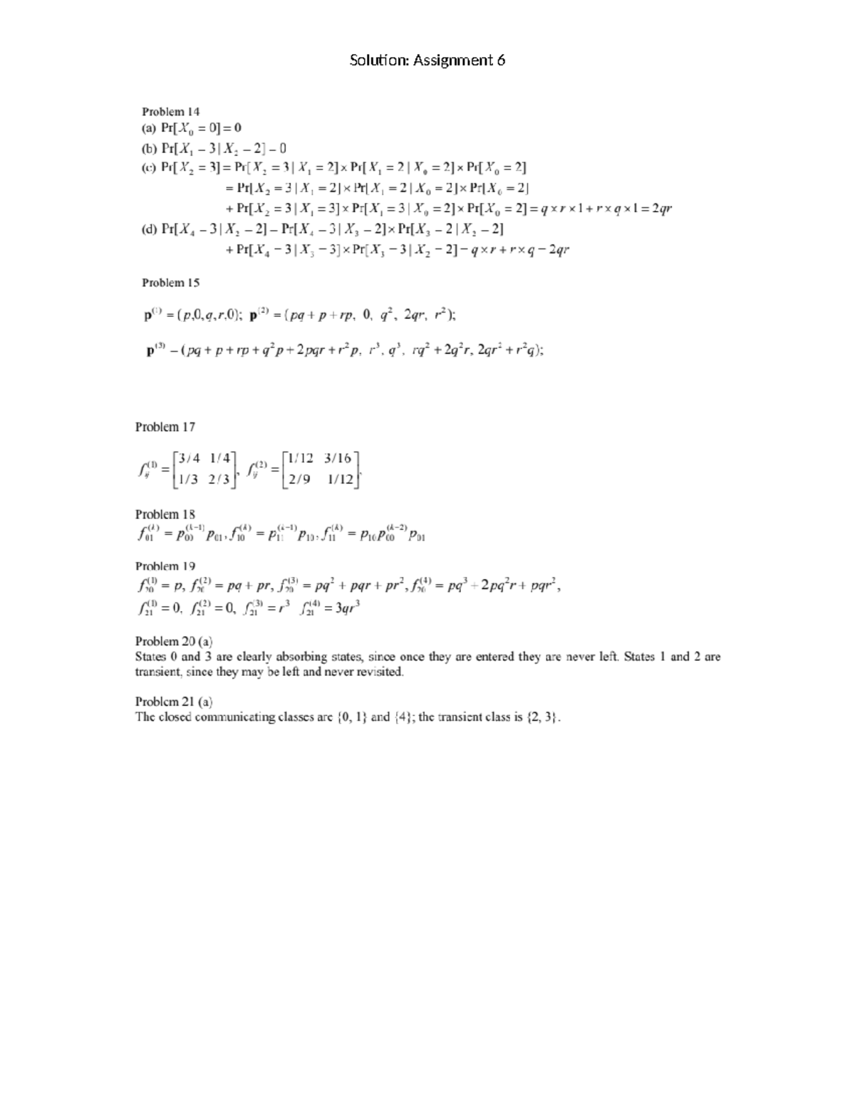Assignment 6 - INDU 371 - Solution: Assignment - Studocu