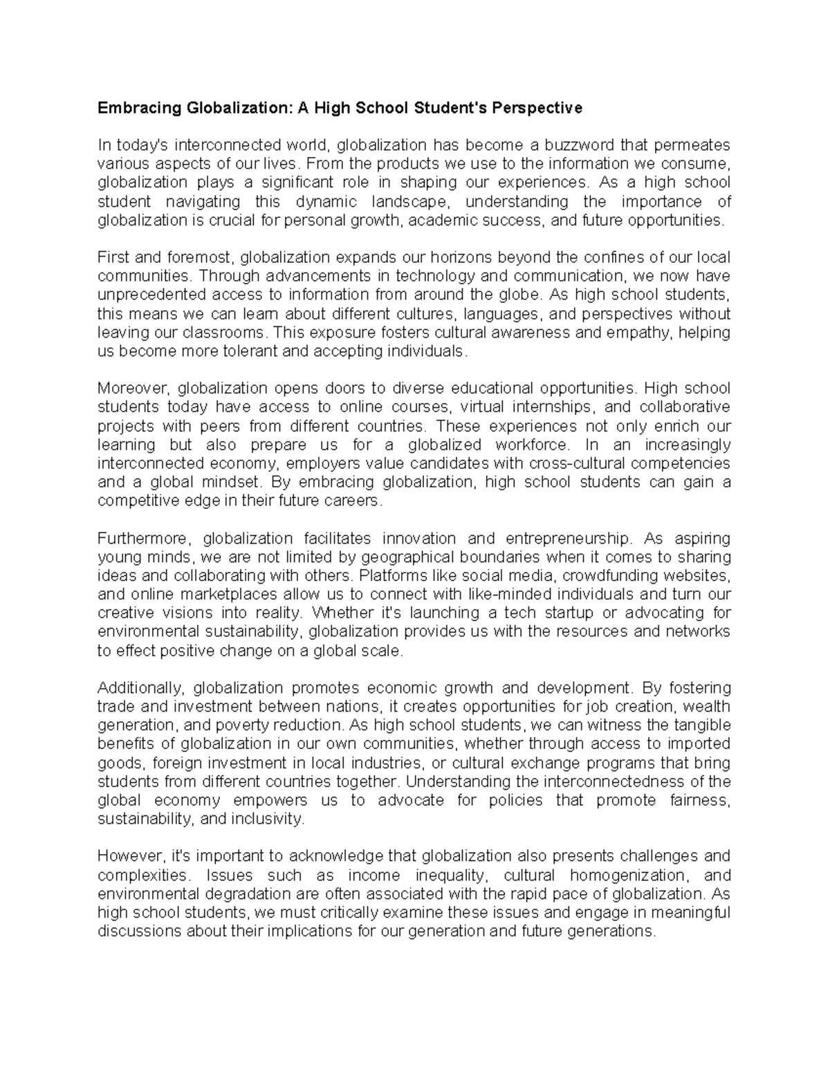 Embracing Globalization - From the products we use to the information ...