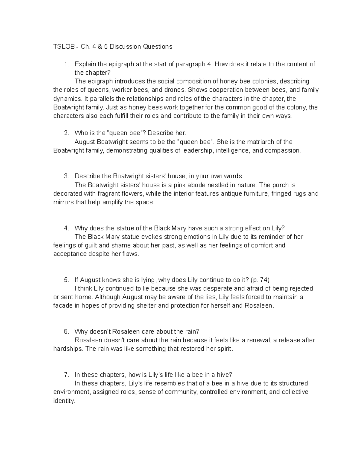 Copy of Tslob - Ch - TSLOB - Ch. 4 & 5 Discussion Questions 1. Explain ...