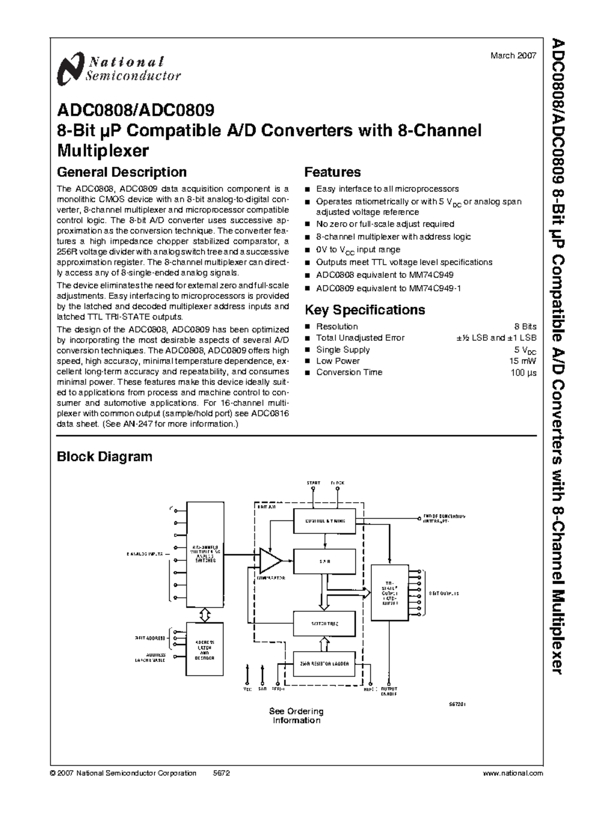 ADC0808 - N/A - March 2007 ADC0808/ADC 8-Bit μP Compatible A/D ...