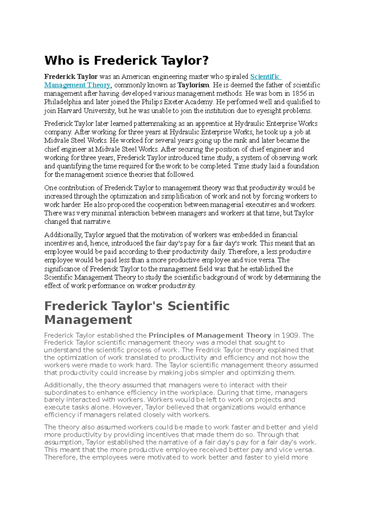 Who is Frederick Taylor - Who is Frederick Taylor? Frederick Taylor was ...