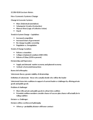 ECON 4100 Lecture Notes - ECON 4100 Lecture Notes Definition and ...