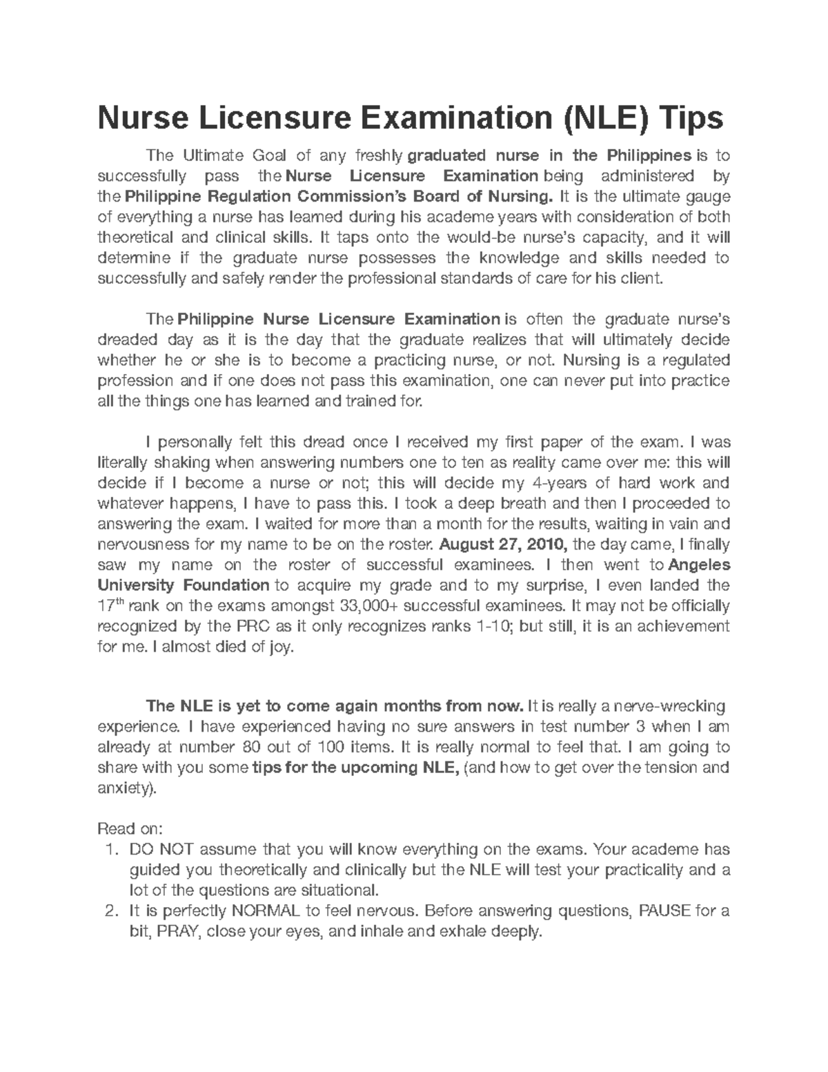 Nurse Licensure Examination - It is the ultimate gauge of everything a ...