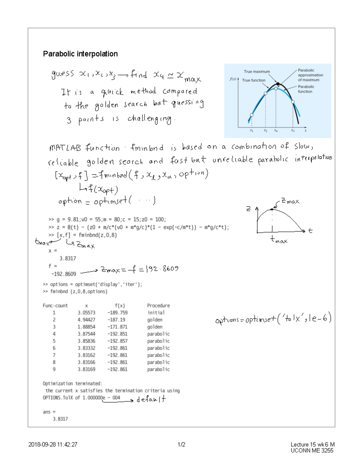 Lecture 15-wk6M - Parabolic interpolation 11:42:27 Lecture 15 wk 6 M ...