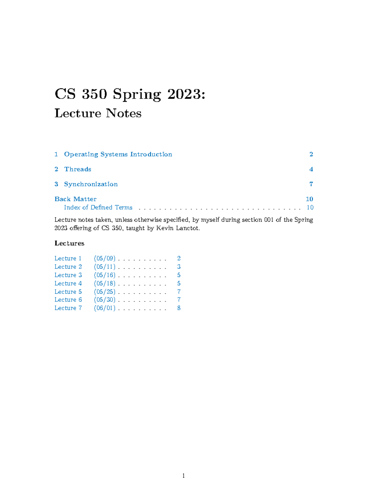 Cs350 midterm notes - CS 350 Spring 2023: Lecture Notes 1 Operating ...