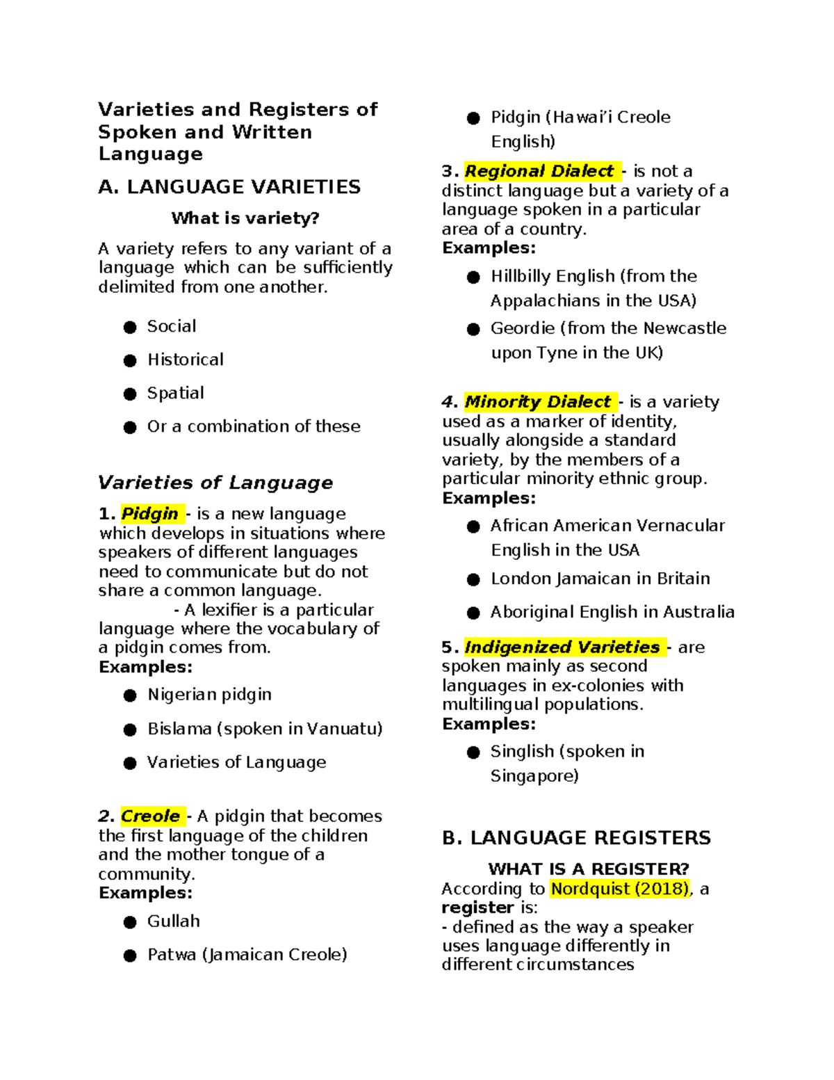 Varieties and Registers of Spoken and Written Language - LANGUAGE ...