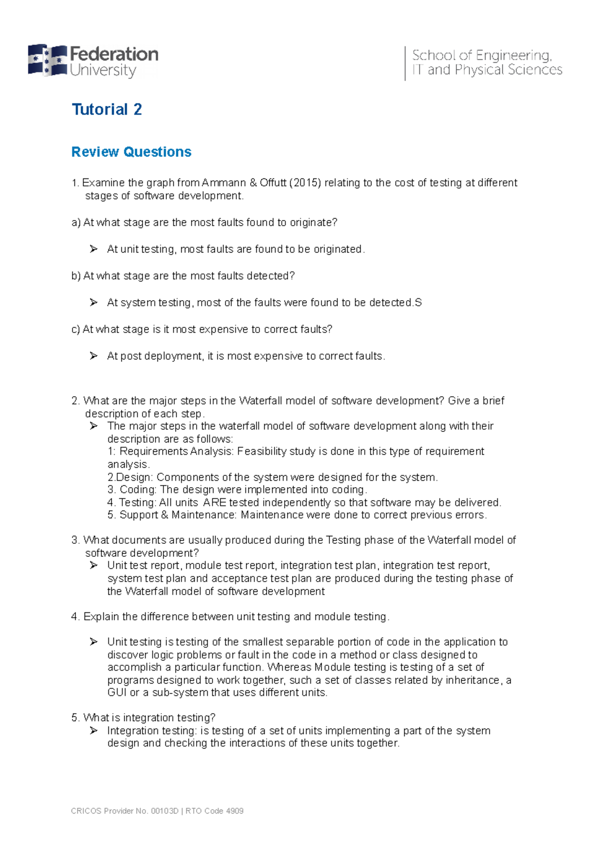 ITECH7409 Tutorial 02 - Week 2 lab - Tutorial 2 Review Questions ...