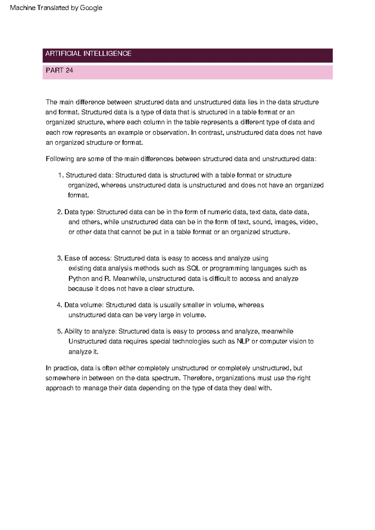 Machine Learning Part 24 Perbedaan Structured dan Unstructured Data - ARTIFICIAL INTELLIGENCE ...