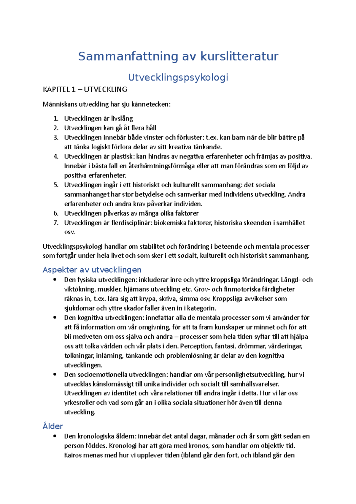 Sammanfattning av kurslitteratur - Sammanfattning av kurslitteratur ...