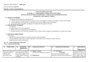 SS 324 - Module 1 UNIT 1 ( Elaborate) - CARREON, JOHN MIGUEL D. BSED SS 3 SECOND SEMESTER SS 324 ...