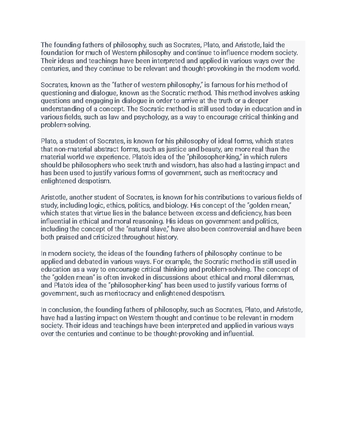 Founding fathers essay - The founding fathers of philosophy, such as ...