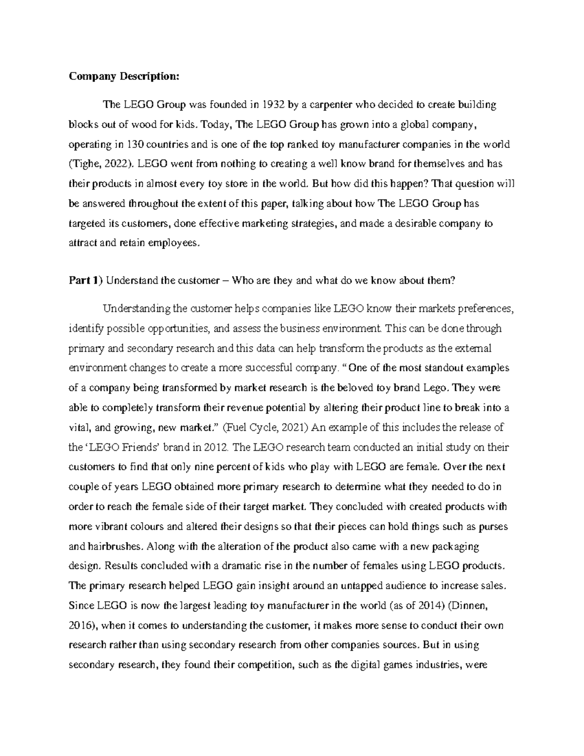 LEGO AFM131 end of term assignment - Company Description: The LEGO ...