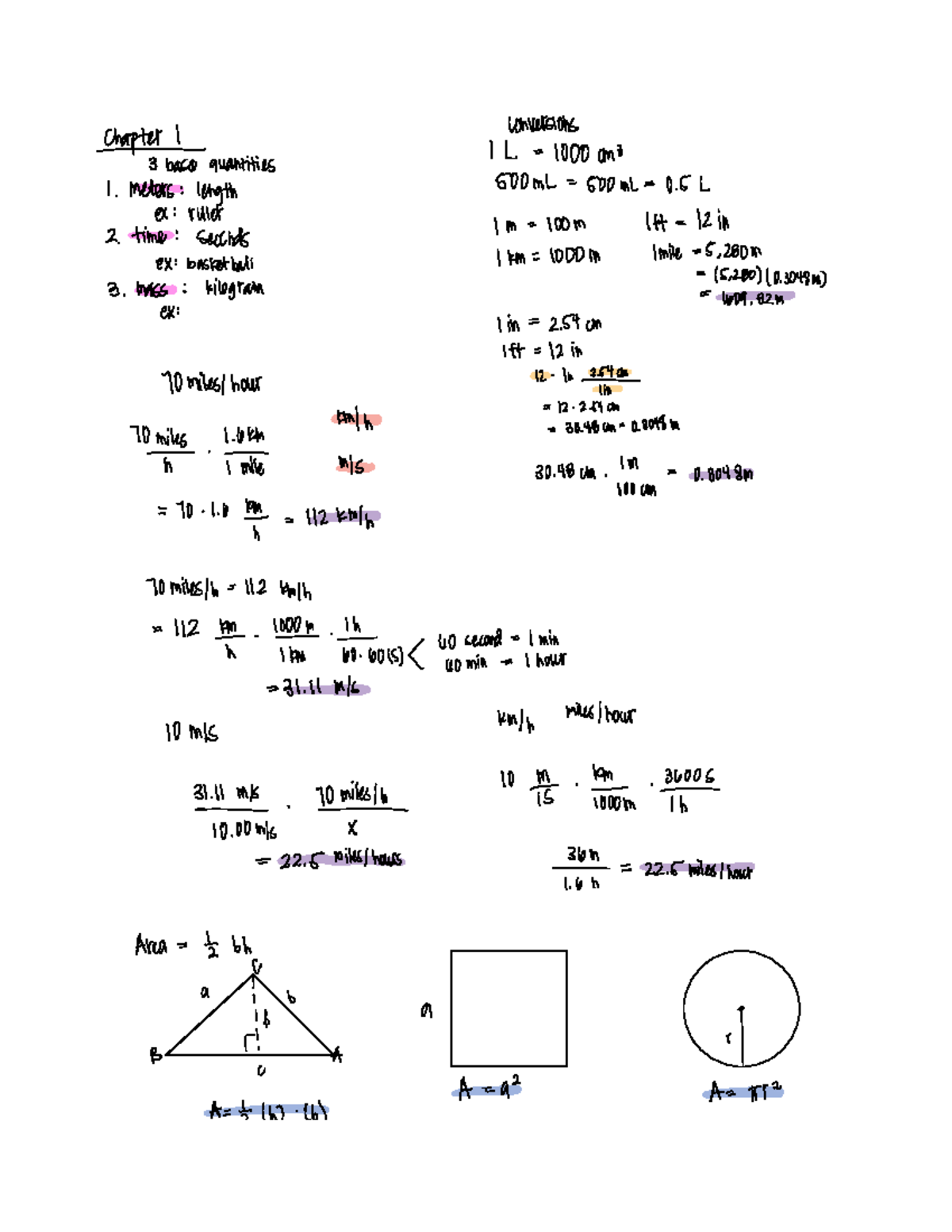 Chapter 1 - Lecture notes 1 - conversions chapter l l L 1000am's 3 ...