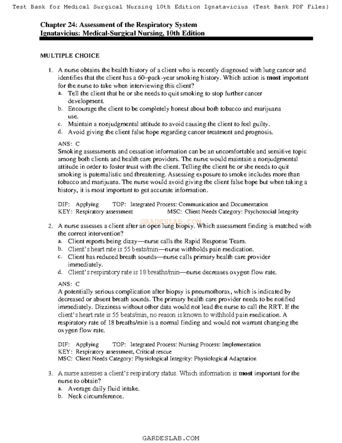 Chapter 24 notes - G R A D E S L A B. C O M Chapter 24: Assessment of ...