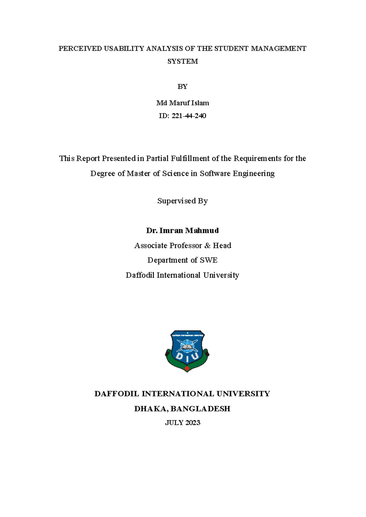 Percieved Usibility Analysis Thesis on student management system ...