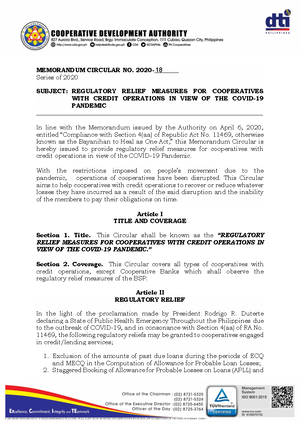 Amendment to Memorandum Circular No. 2020-10, s-2020 - Business ...