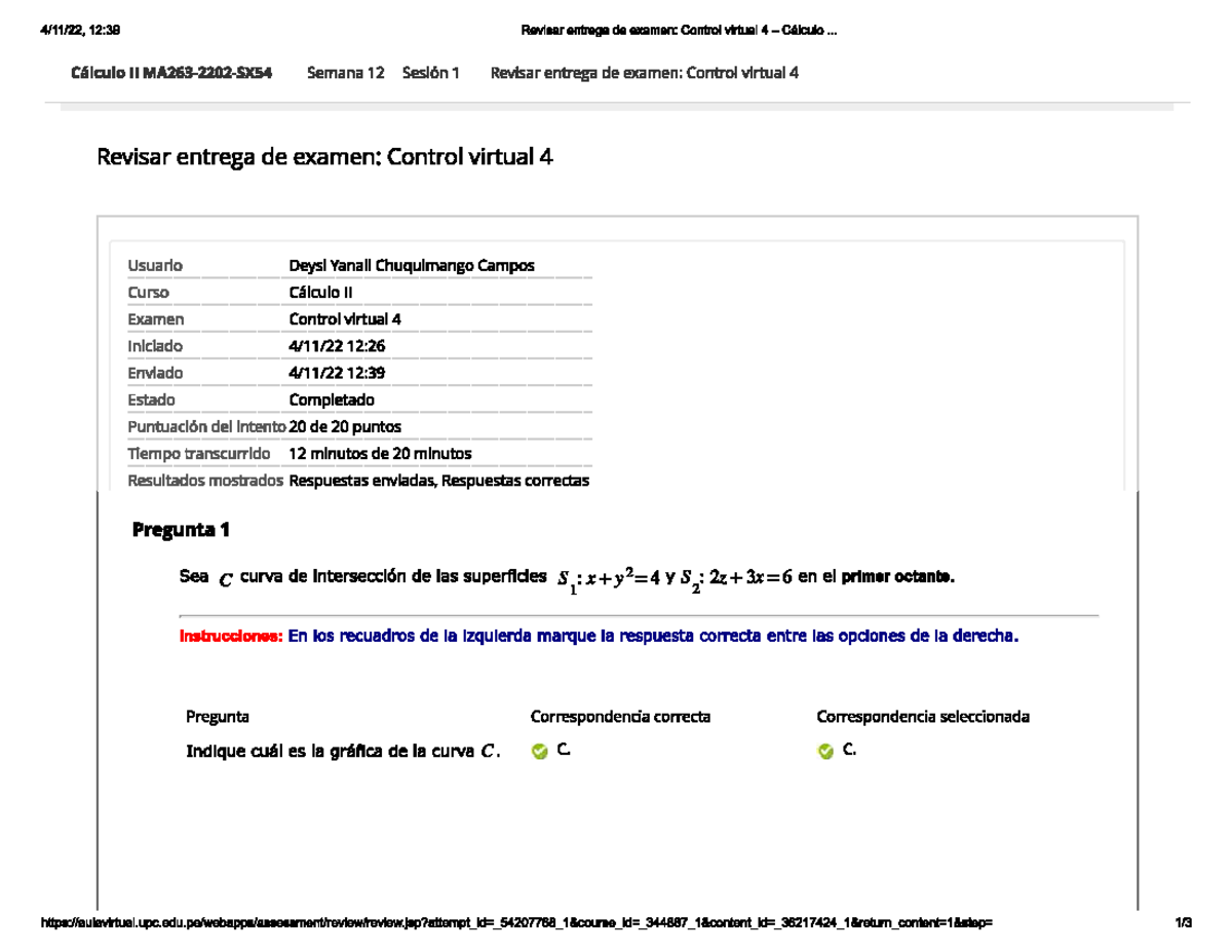 Control virtual 4 - Cálculo 2 - Studocu