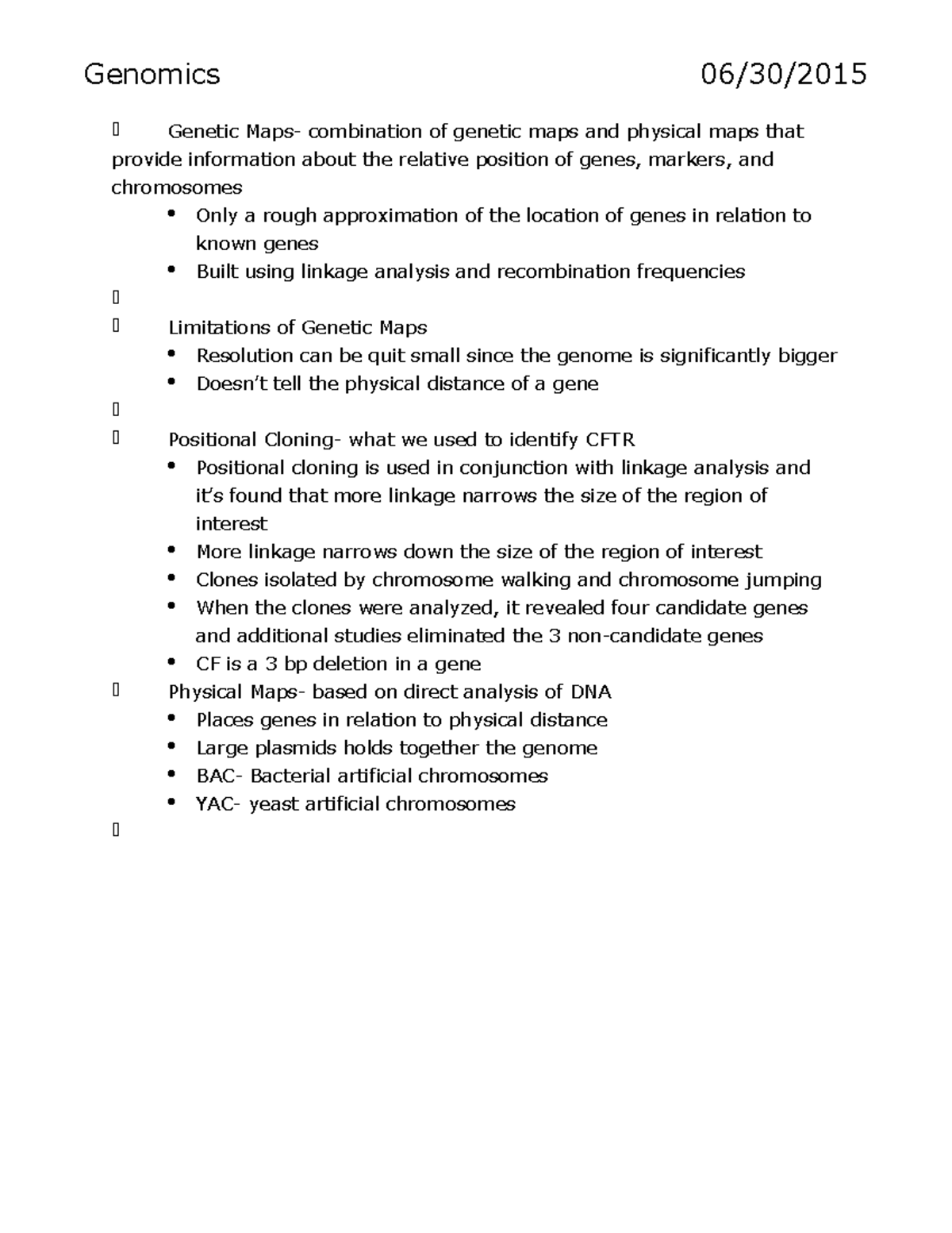 Lecture notes - Genomics - Genomics Genetic combination of genetic maps ...