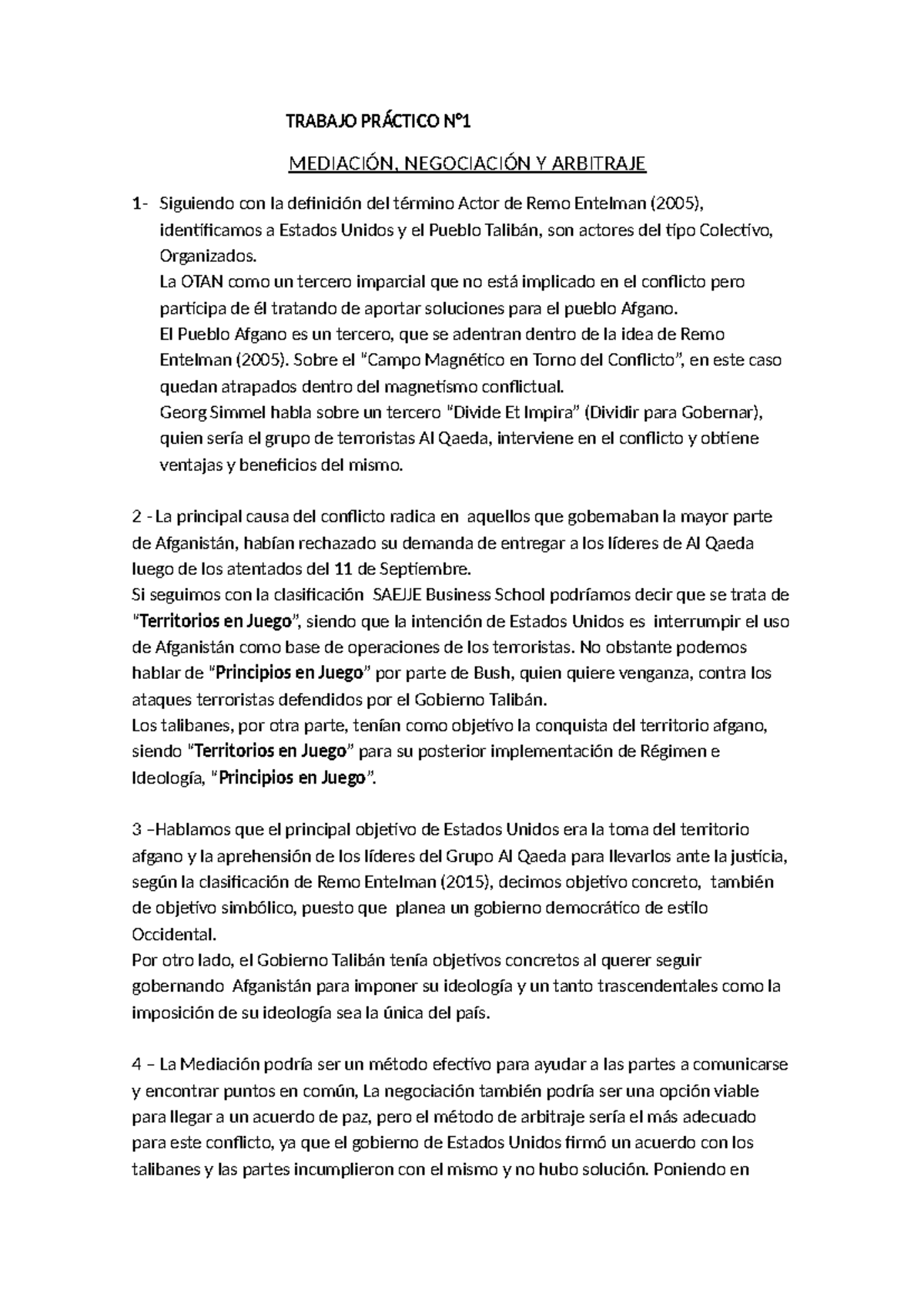 TP 1 Mediación 2024 - TP 1 APROBADO CON 75% - TRABAJO PRÁCTICO N° MEDIACIÓN, NEGOCIACIÓN Y ...