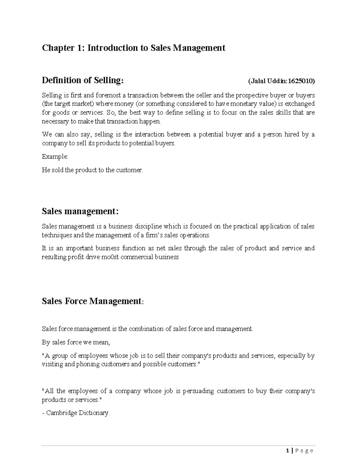Sales-Retail-Management - Chapter 1: Introduction to Sales Management ...