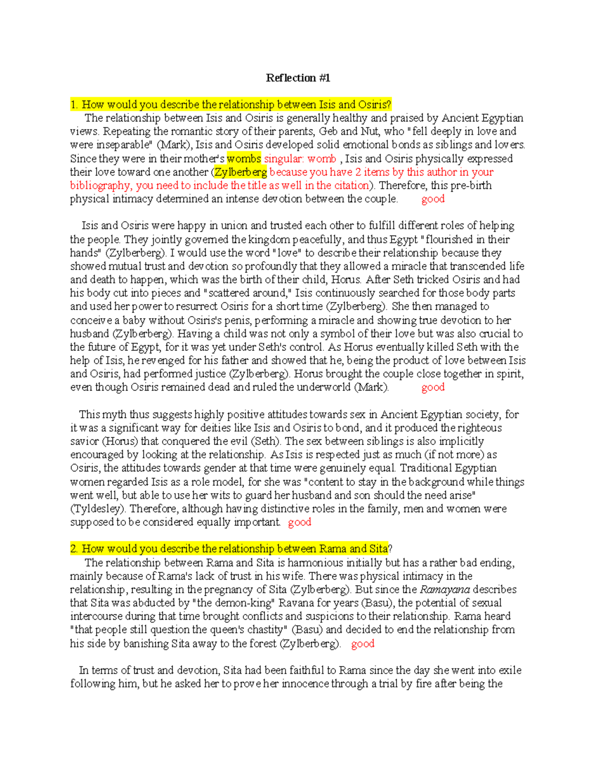 Correction First Reflection - Reflection # How would you describe the ...