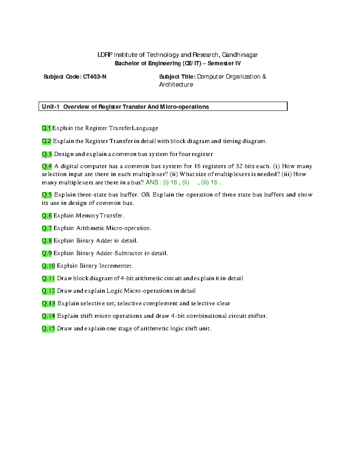 Unit 1 and 3 COA - unit notes - LDRP Inst it ut e of Technology and ...