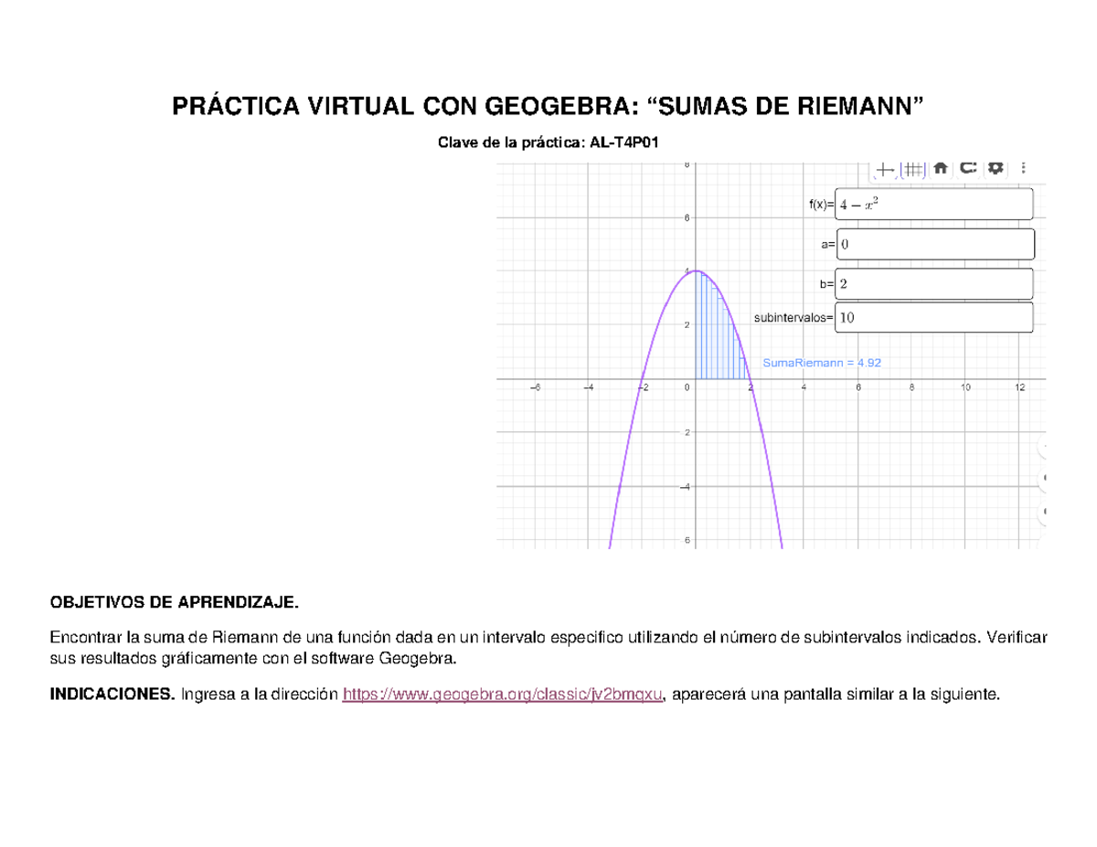 CI-TEMA1-Suman-de-Riemann 1 - PRÁCTICA VIRTUAL CON GEOGEBRA: “SUMAS DE ...
