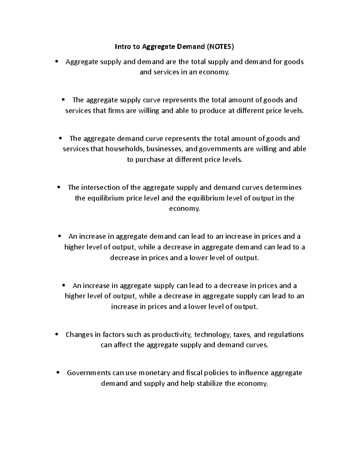 Document 84 (17) - Notes on Aggregate Supply and Demand - Intro to ...