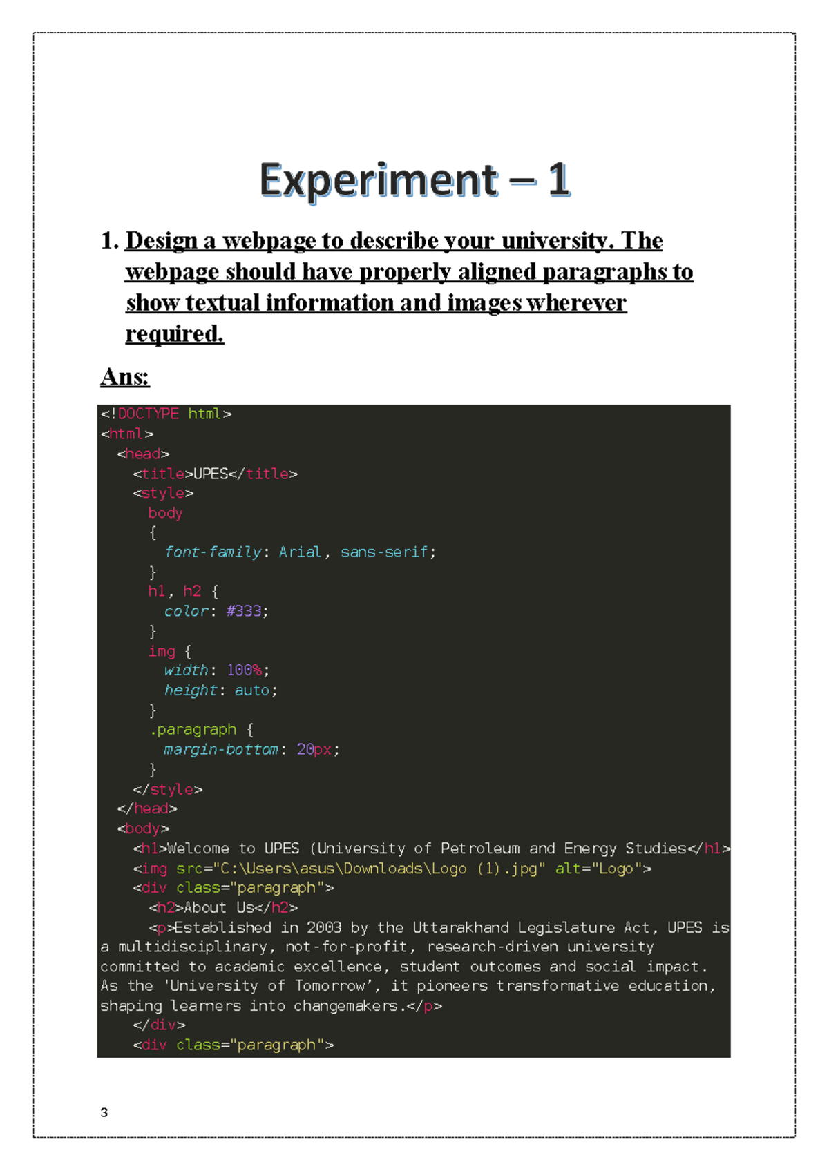 Lab Programs - lab experiments - - Studocu
