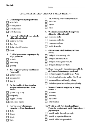 Klasa 4 BS KMF-zał - Test sprawdzający umiejętność czytania ze ...