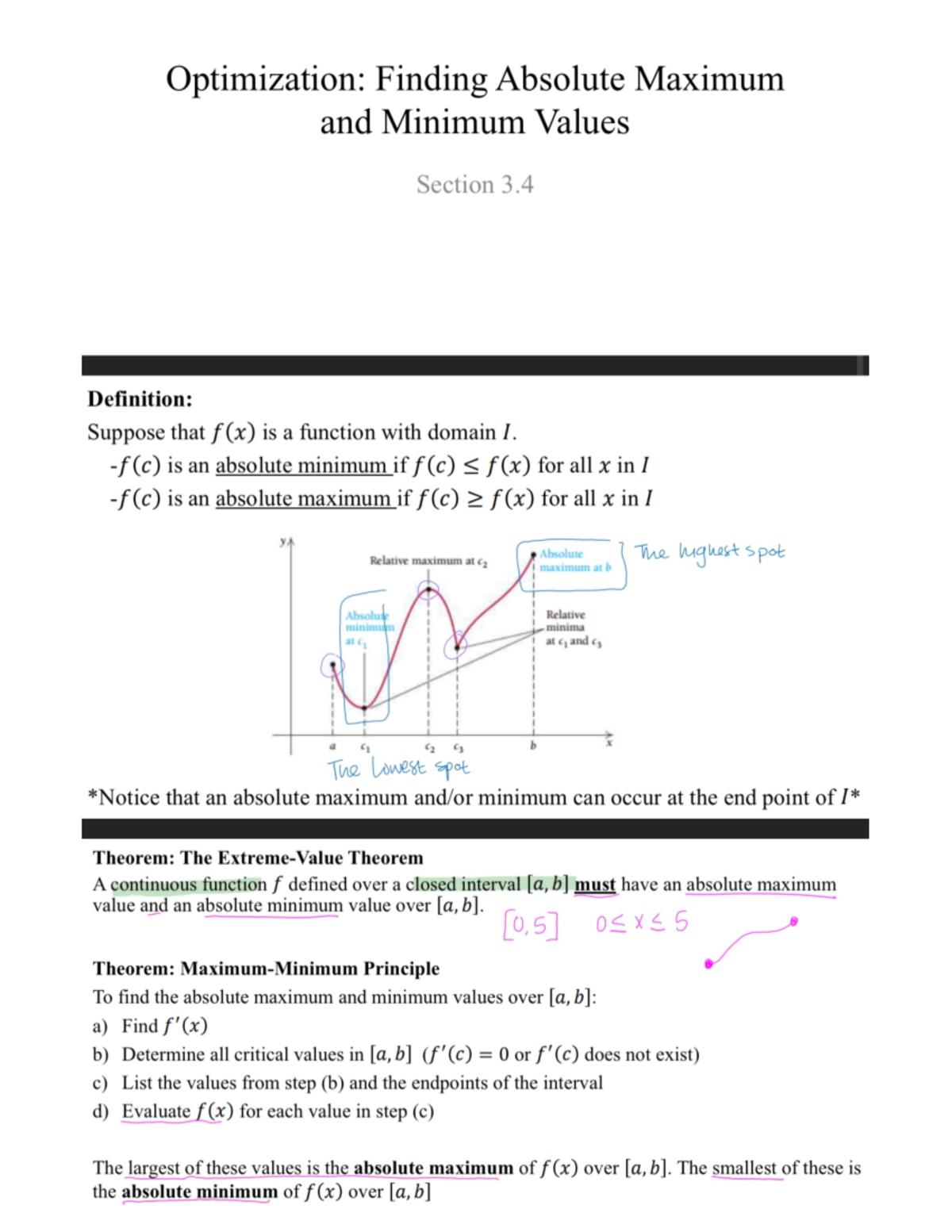Bus Cal Finding Absolute Maximum and Minimum Values - MA 1613 - Studocu