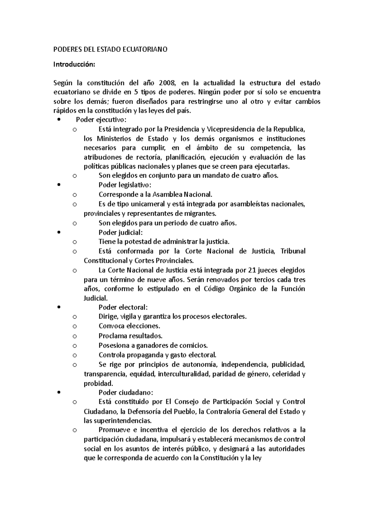Los cinco poderes del estado - PODERES DEL ESTADO ECUATORIANO ...