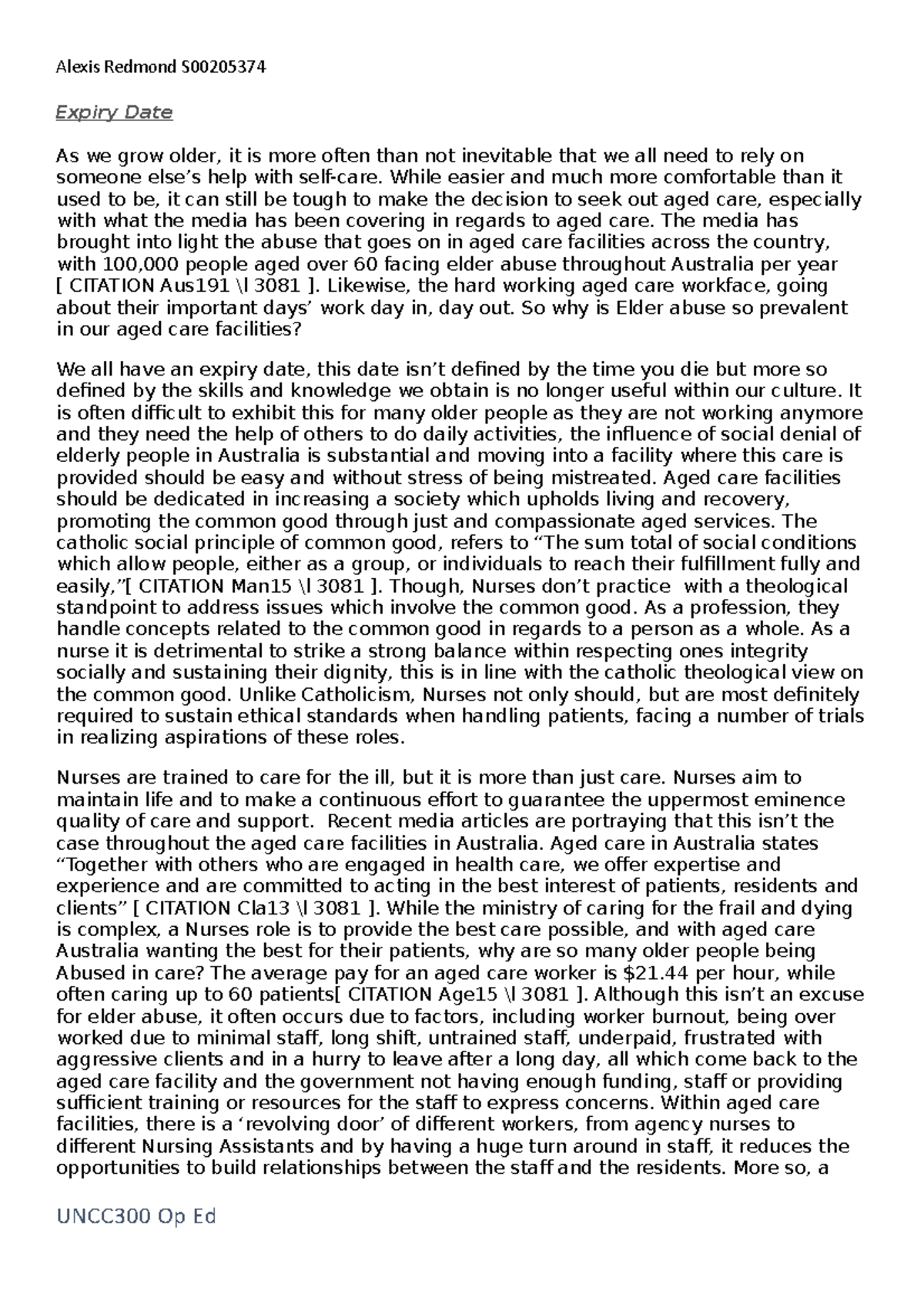 Uncc300 - Alexis Redmond S Expiry Date As we grow older, it is more ...