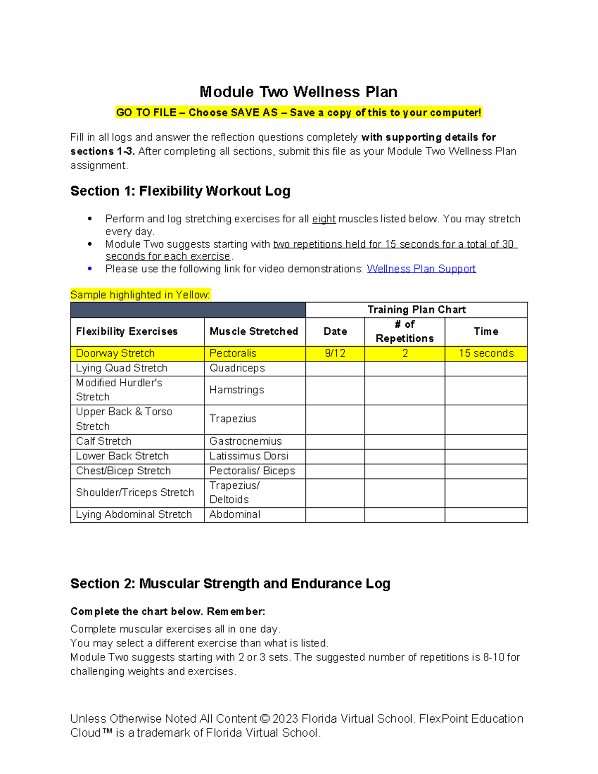 Module two wellness plan - Module Two Wellness Plan GO TO FILE – Choose ...