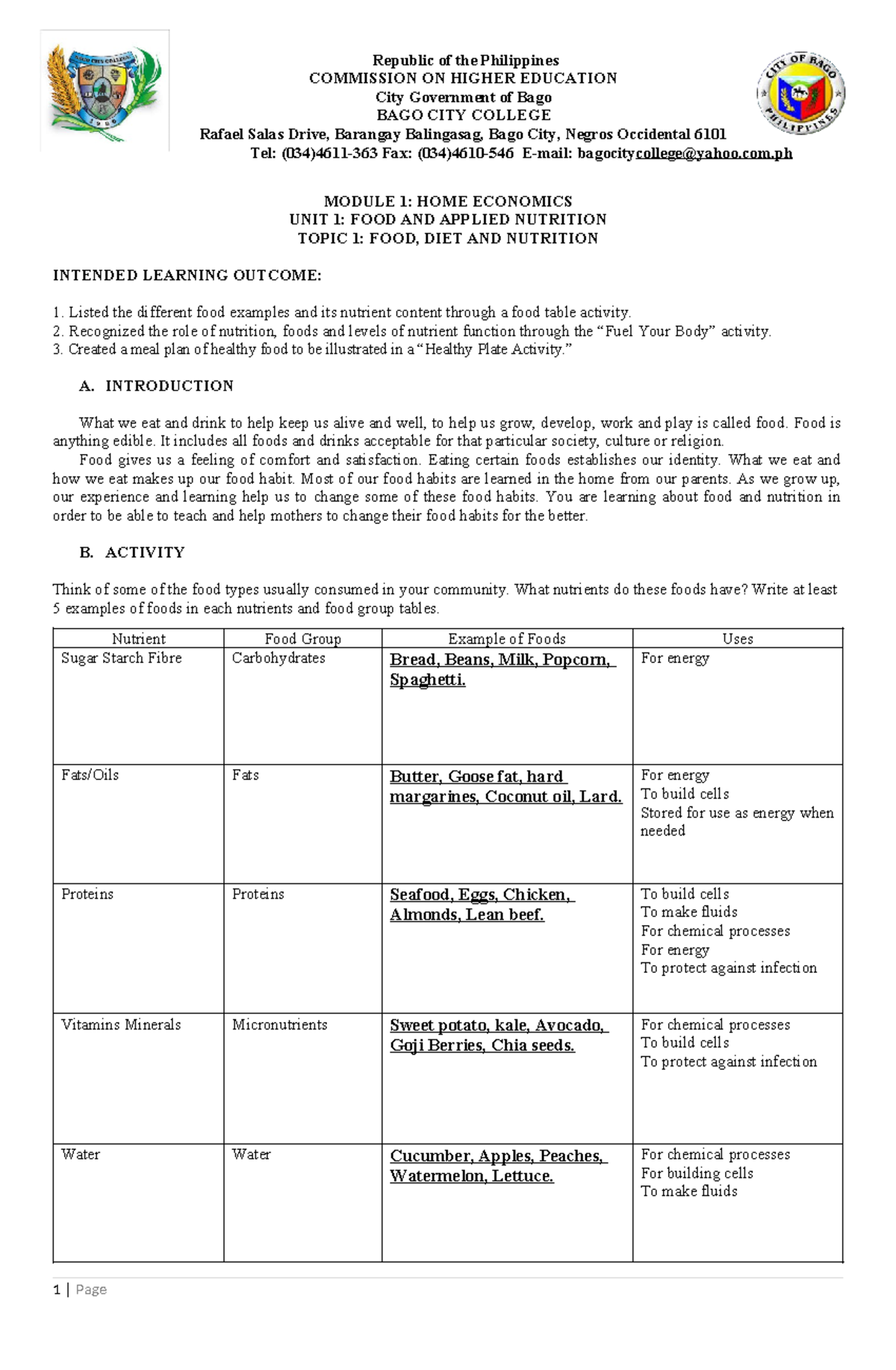 [Template] Major 10 Module 1 Activity - Republic of the Philippines ...