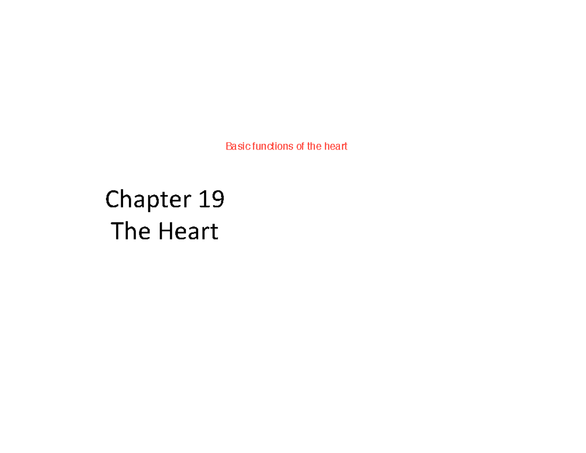 Ch19-Heart- Revised - heart anatomy - Basic functions of the heart ...