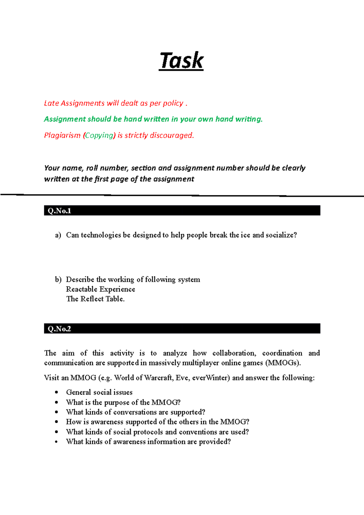 Abrar Ahmed - Task 2 - ggg - Task Late Assignments will dealt as per policy. Assignment should ...