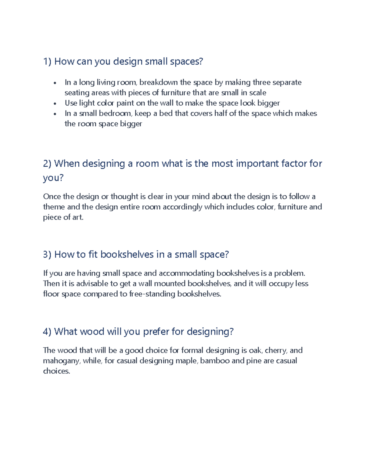 Interior Materials Construction Technique - 1) How can you design small ...