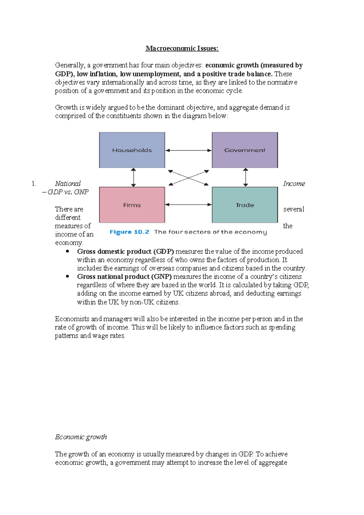 Macroeconomics 101 - Macroeconomic Issues: Generally, a government has ...