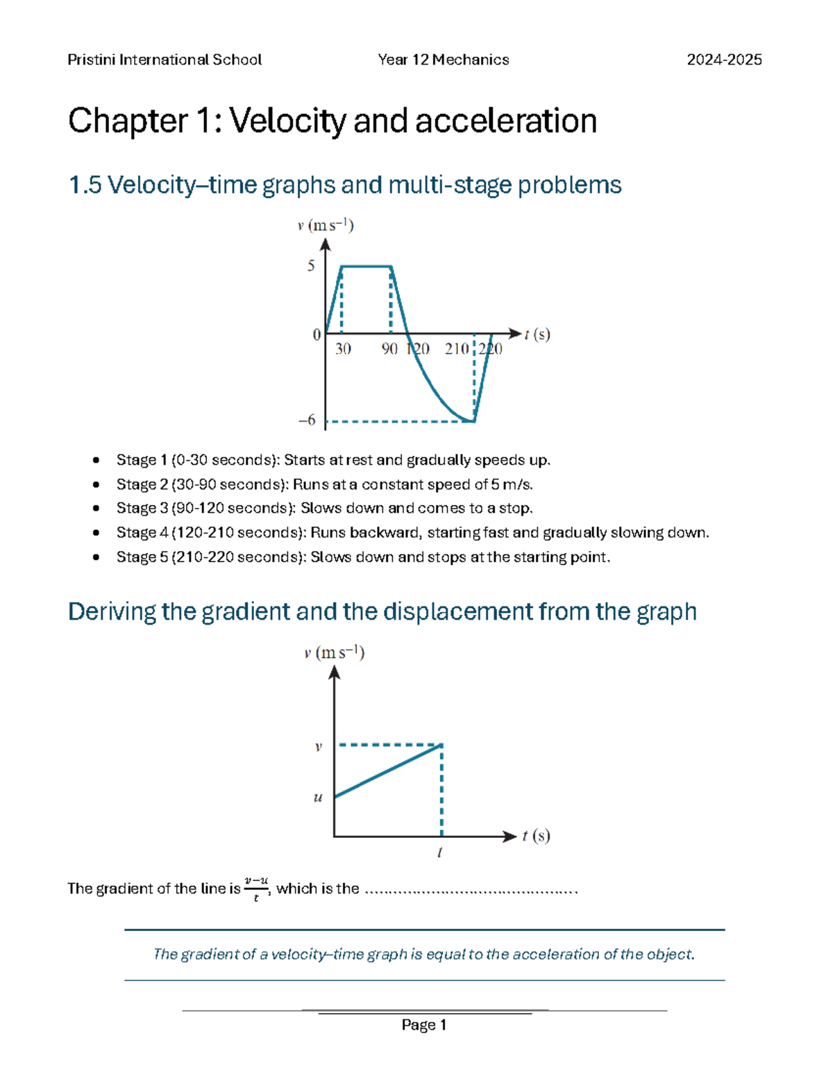 Chapter 1 Velocity and acceleration - Chapter 1 : Velocity and ...