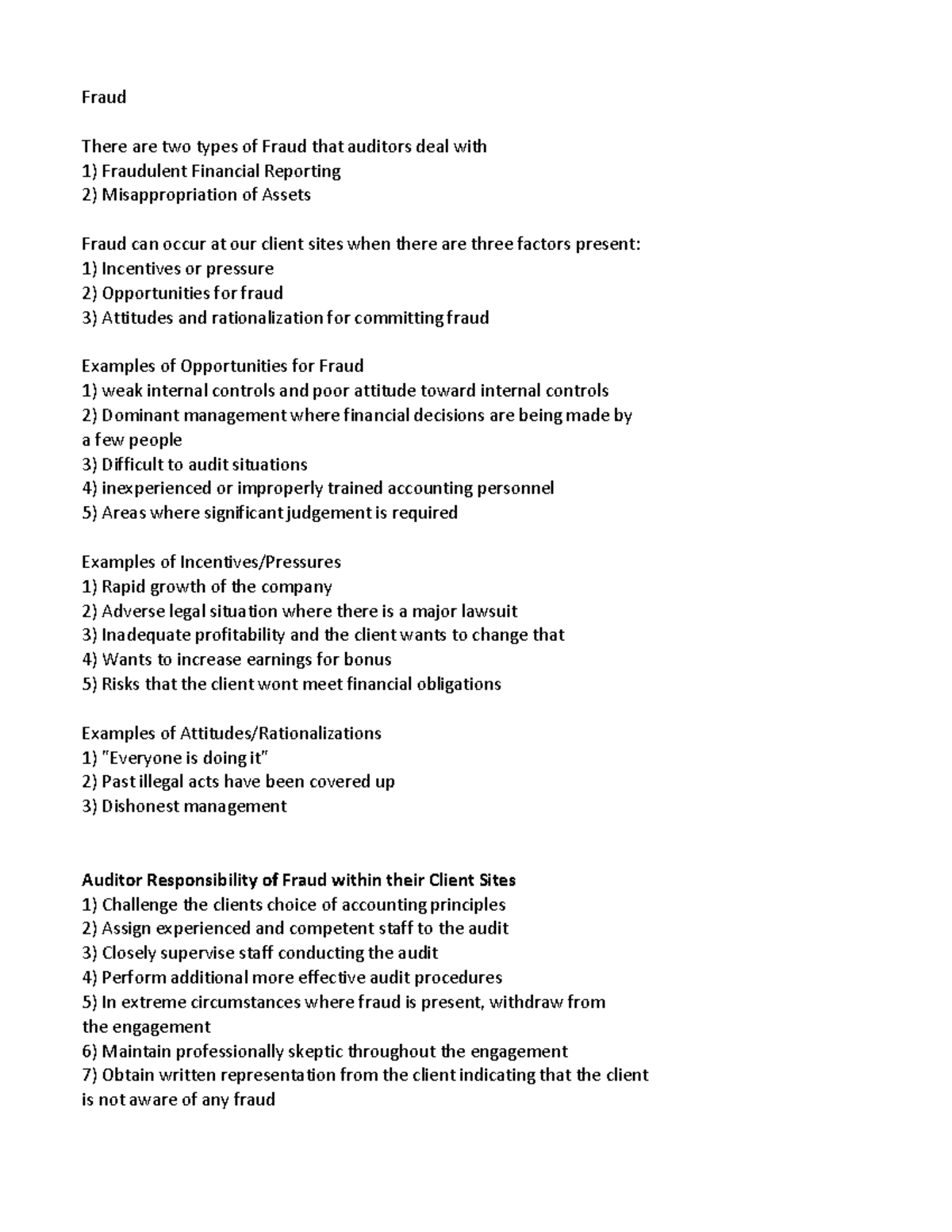 Module 4 notes - Fraud - Fraud There are two types of Fraud that ...