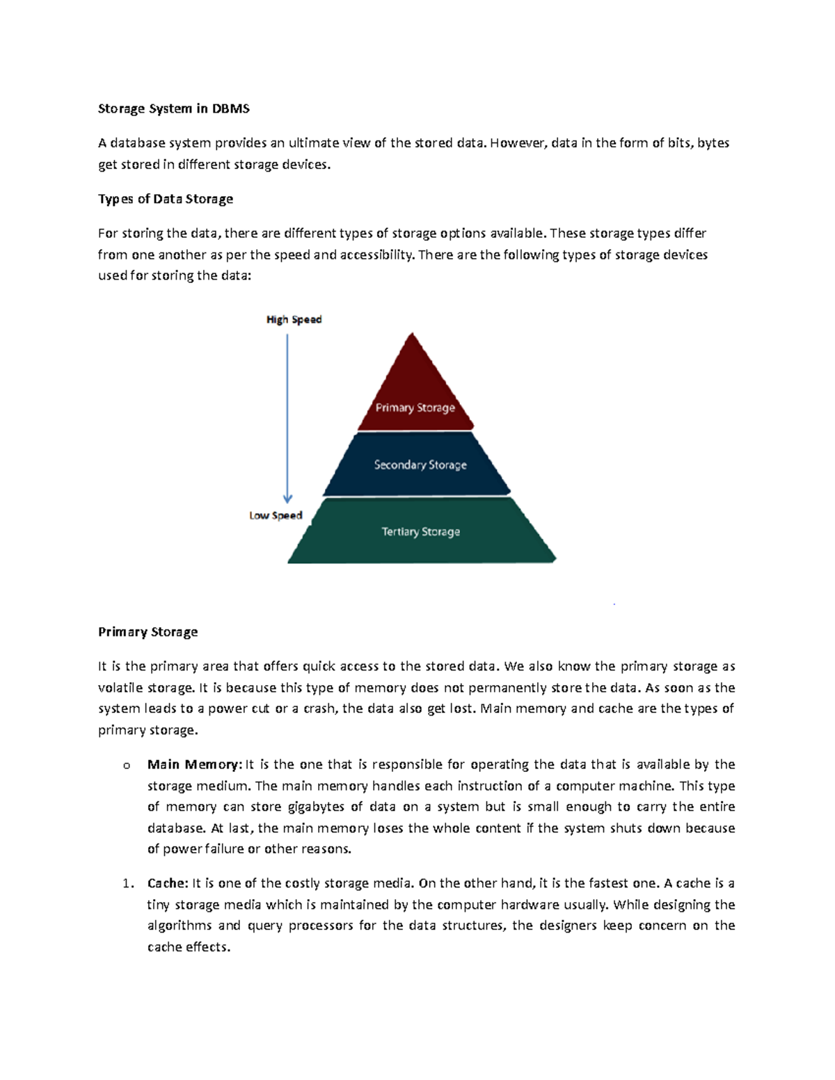 UNIT-V DBMS - Storage System in DBMS A database system provides an ...