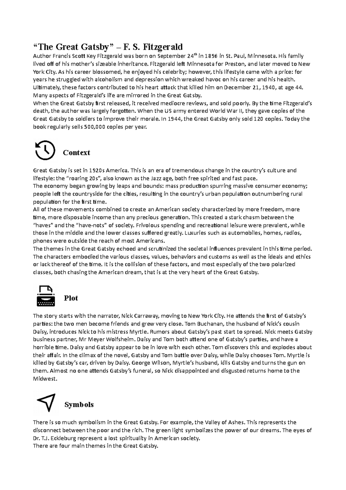 The great gatsby - “The Great Gatsby” – F. S. Fitzgerald Author Francis ...