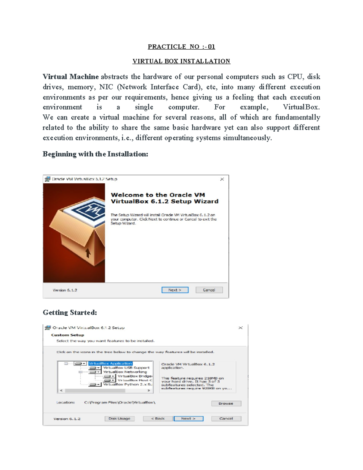 Practicle NO 01 CC - dffd - PRACTICLE NO :- 01 VIRTUAL BOX INSTALLATION Virtual Machine ...