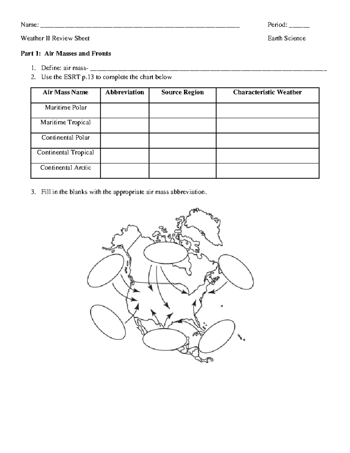 Weather 2 Review Sheet - Name