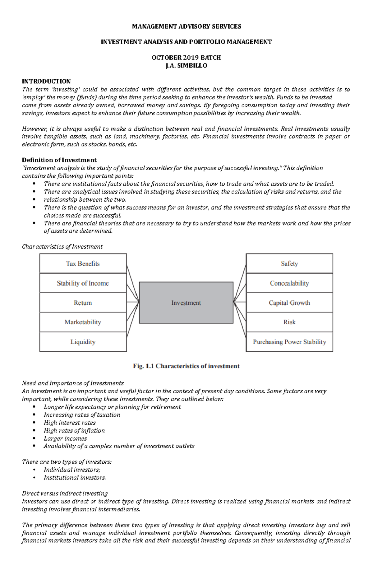 Topic 16 - Investment Analysis and Portfolio Management - MANAGEMENT ...