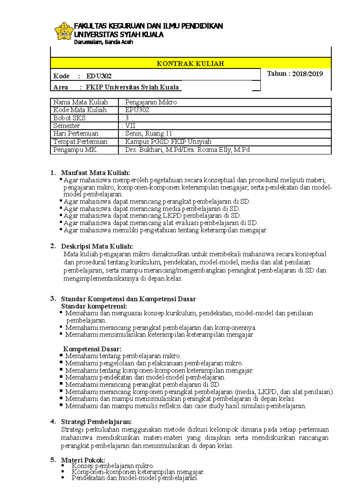 KK Pengajaran Mikro - FAKULTAS KEGURUAN DAN ILMU PENDIDIKAN UNIVERSITAS SYIAH KUALA Darussalam ...